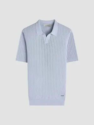 Bugatchi Johnny Collar Cotton-silk Polo Shirt - Ice