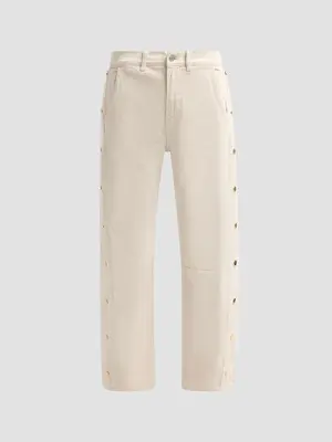 LE JEAN Frankie Studded Barrel-leg Jeans - Bone