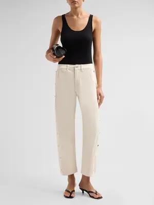 LE JEAN Frankie Studded Barrel-leg Jeans