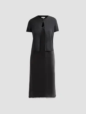 DH New York Viv Lace-trim A-line Midi Dress - Shadow Combo