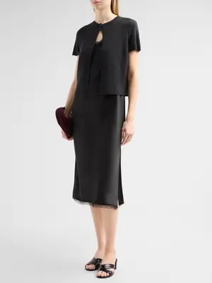 DH New York Viv Lace-trim A-line Midi Dress