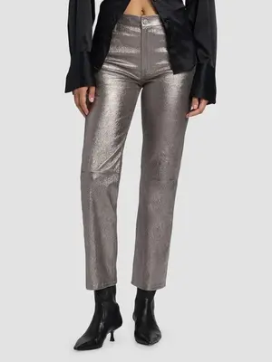FRAME Le Sleek Metallic Leather Pants
