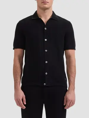 Bugatchi Button-front Cotton Sweater - Black