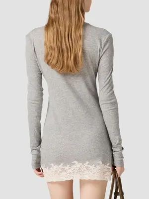 Miu Miu Ribbed Jersey And Lace Dress