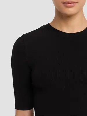 FRAME Rib Crewneck T-shirt - Black