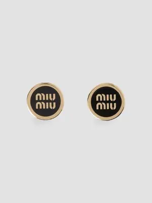 Miu Miu Enameled Metal Earrings - Black