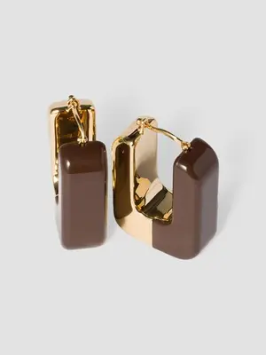 Miu Miu Enameled Metal Earrings - Brown