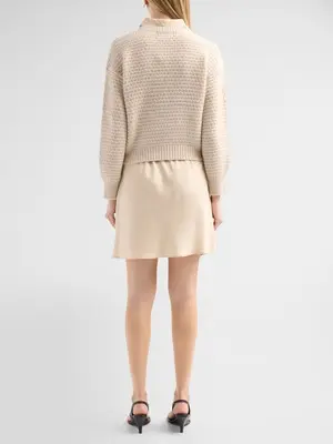 DH New York Sab Layered Mixed-media Mini Sweaterdress
