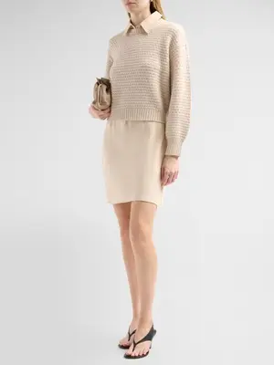 DH New York Sab Layered Mixed-media Mini Sweaterdress