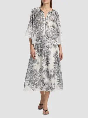 Kobi Halperin Lidia Floral Lace-trim Midi-skirt
