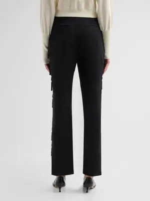 Lela Rose Tassel Embroidered Stretch Cotton Demi Pants