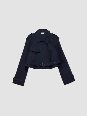 JW Anderson Cotton Crop Trench Jacket - Navy