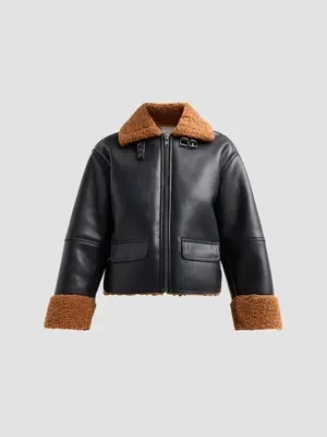 DH New York Trinity Faux Shearling Jacket - Black Combo