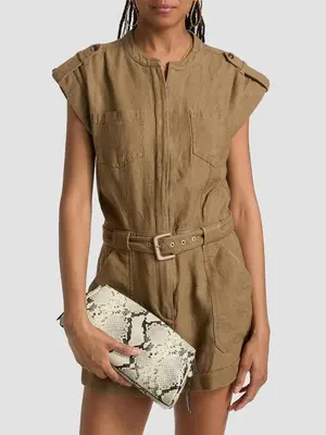 Simkhai Tinka Linen-blend Belted Romper