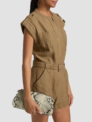 Simkhai Tinka Linen-blend Belted Romper