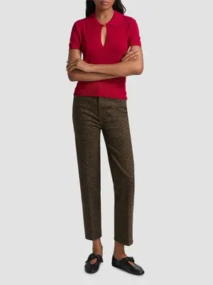 FRAME Keyhole Knit Polo Sweater