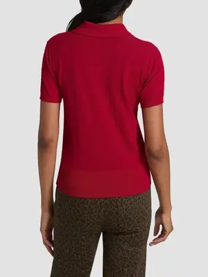 FRAME Keyhole Knit Polo Sweater