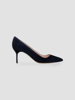 Manolo Blahnik Bb 70mm Suede Point Toe Pumps - Navy