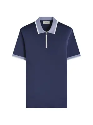 Bugatchi Cotton Quarter-zip Polo Shirt - Navy