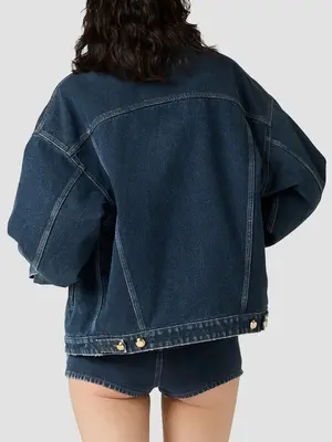 Miu Miu Flocked Denim And Velvet Blouson Jacket - Blue