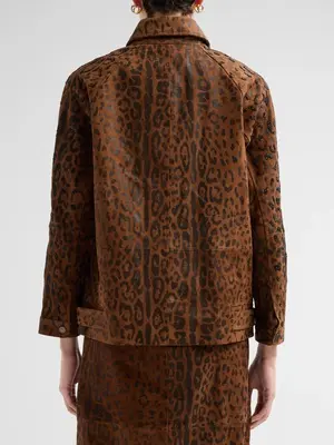 Kobi Halperin Lana Leopard-print Embellished Suede Jacket