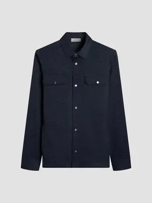 Bugatchi Button-front Knit Shirt Jacket - Navy