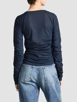 JW Anderson Ruched Cotton-blend Jersey Top