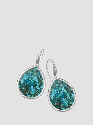 Ippolita Polished Rock Candy Sterling Rock Crystal, Bronze & Turquoise Doublet Small Teardrop Earrings - Silver