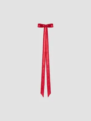 JENNIFER BEHR Mabel Pleated Bow Silk Barrette - Red