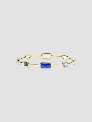 Ippolita Rock Candy London Blue Topaz & 18k Yellow Gold Gelato Eight-stone Station Bangle Bracelet - Mare