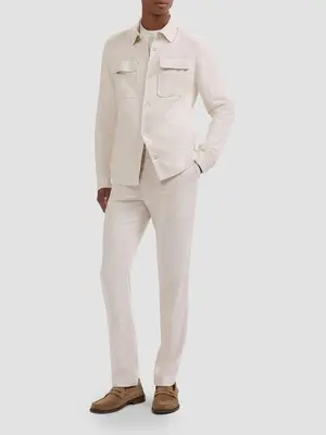 Bugatchi Linen-blend Shirt Jacket - Ivory