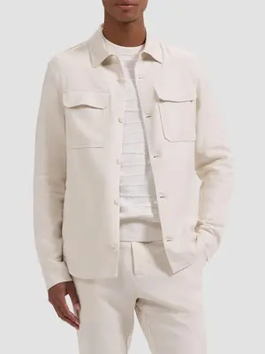 Bugatchi Linen-blend Shirt Jacket - Ivory