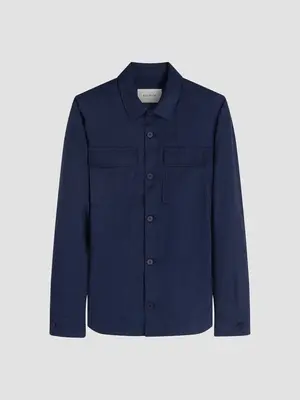 Bugatchi Linen-blend Shirt Jacket Navy