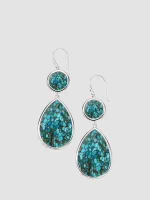 Ippolita Polished Rock Candy Dot & Teardrop Sterling Bronze & Turquoise Earrings - Silver
