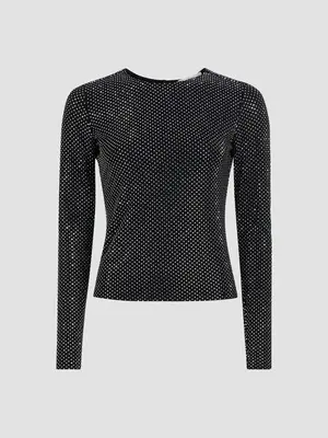 FRAME Rhinestone-embellished Jersey Top