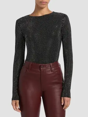 FRAME Rhinestone-embellished Jersey Top