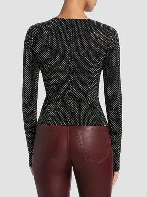 FRAME Rhinestone-embellished Jersey Top