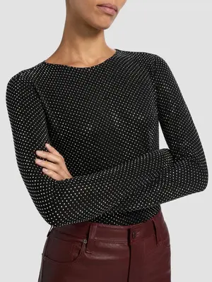 FRAME Rhinestone-embellished Jersey Top