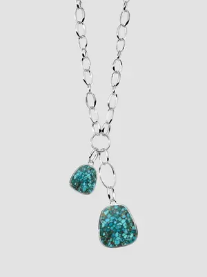 Ippolita Polished Rock Candy Keystones On Scultura Sterling Clear Quartz, Bronze & Turquoise Doublet Pendant Necklace - Silver