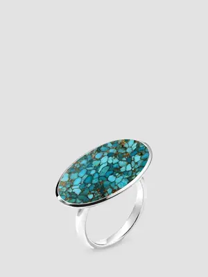 Ippolita Polished Rock Candy Ondine Sterling Rock Crystal, Bronze & Turquoise Doublet Large Oval Ring - Silver