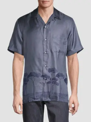 Brioni Roman Trees Silk Sport Shirt