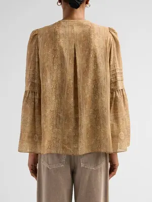 Kobi Halperin Joey Paisley Cotton-silk Blouse - Ecru Multi