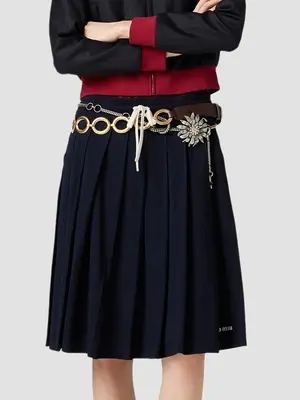 Miu Miu Pleated Gart-dyed Jersey Skirt