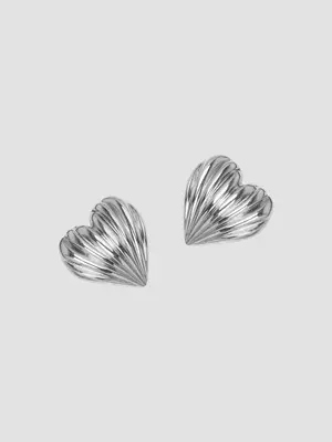 JENNIFER BEHR Libi 18k--plated Or Silvertone Heart Stud Earrings - Silver