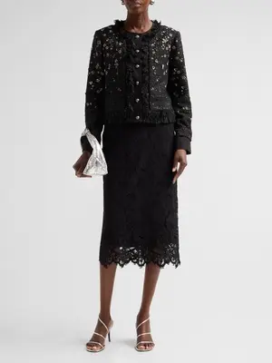 Kobi Halperin Simone Corded Lace Midi Skirt
