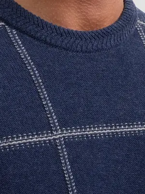 Bugatchi Plaid Wool-cotton Crewneck Sweater