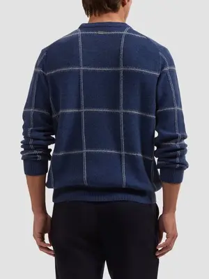 Bugatchi Plaid Wool-cotton Crewneck Sweater