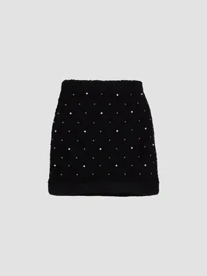 FRAME The Embellished Knit Miniskirt