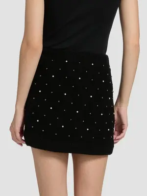 FRAME The Embellished Knit Miniskirt