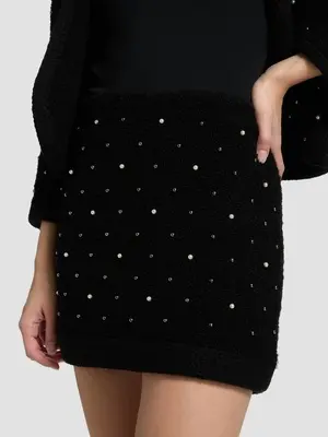 FRAME The Embellished Knit Miniskirt